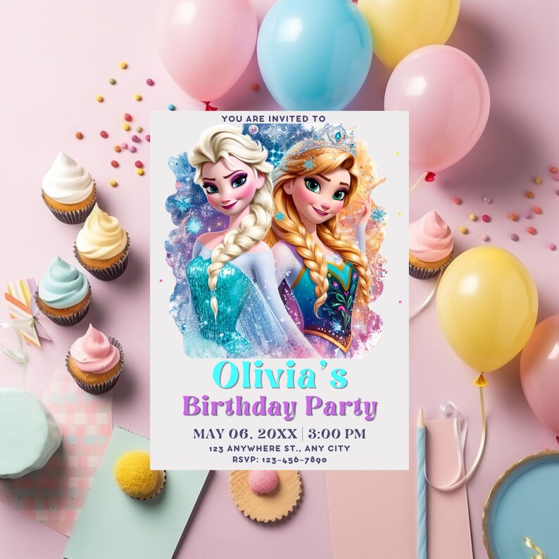 Editable Frozen Birthday Invitation | Elsa & Anna Invite | Magical ...