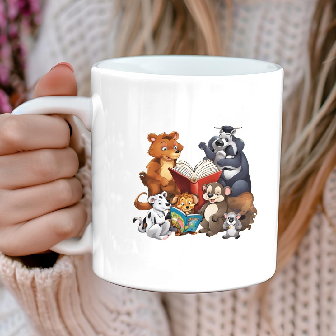 Animal Reading Clipart SVG Bundle | Cute Owl Bookworm & Digital Animals ...