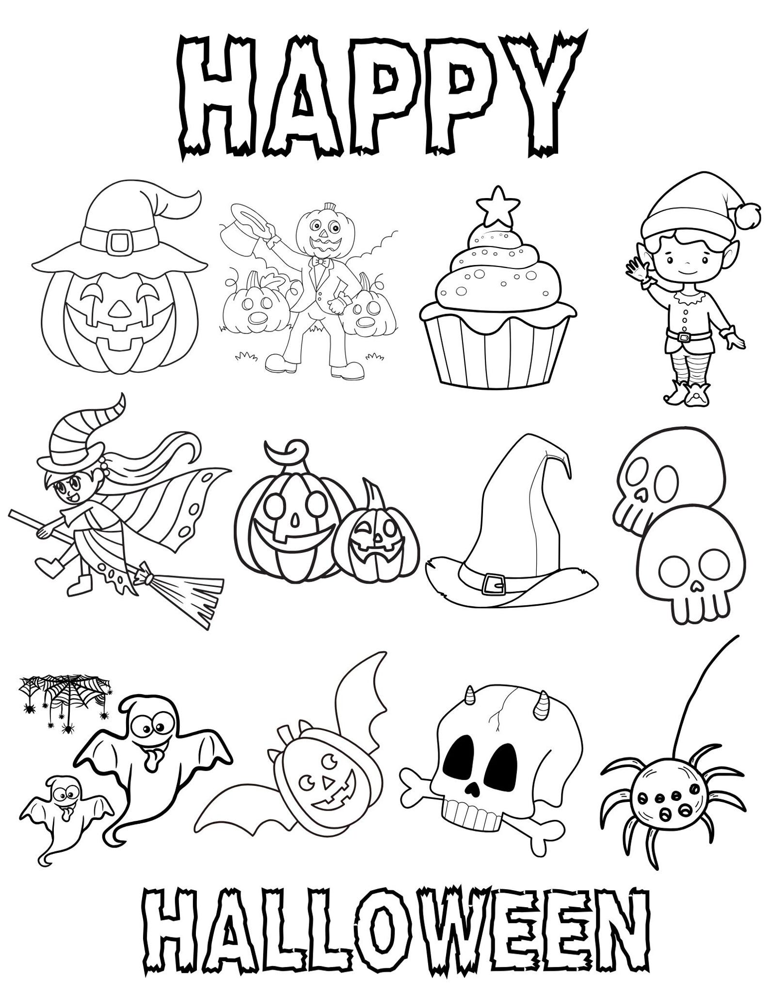 Halloween Greeting Coloring Page for Kids, Kids's for Activity, Mini ...
