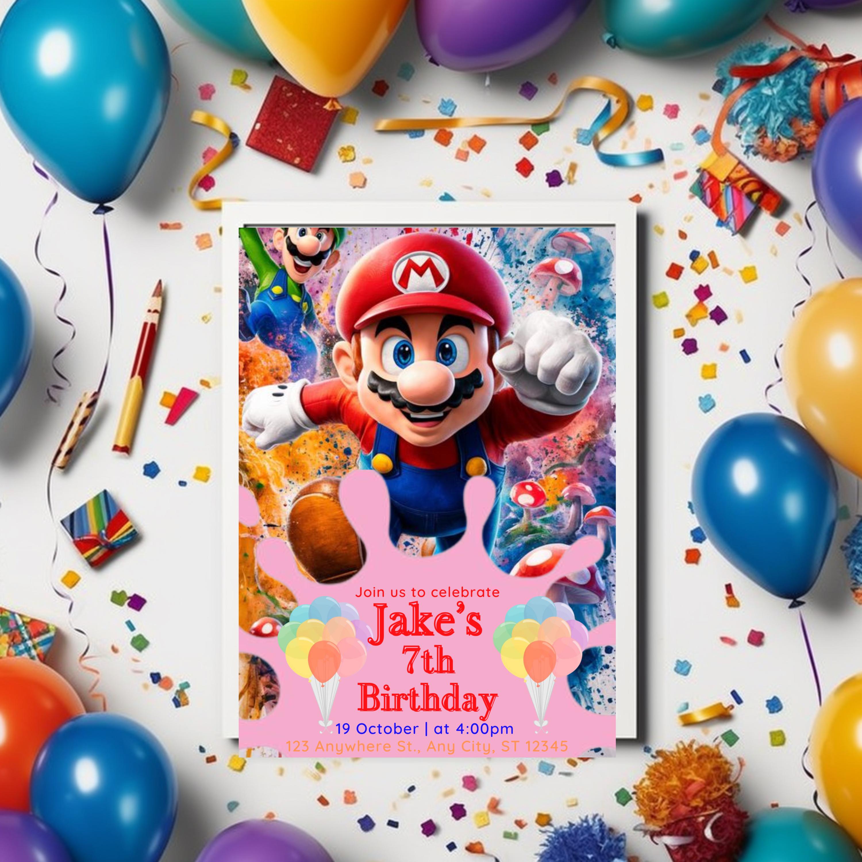 Editable Super Mario Birthday Party Invitation Supermario Birthday ...