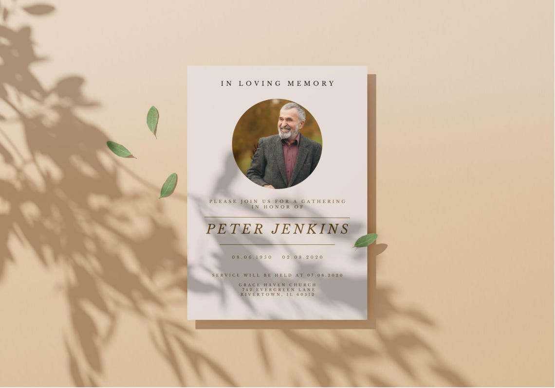 Funeral Invitation Editable Celebration of Life Minimalistic Funeral ...