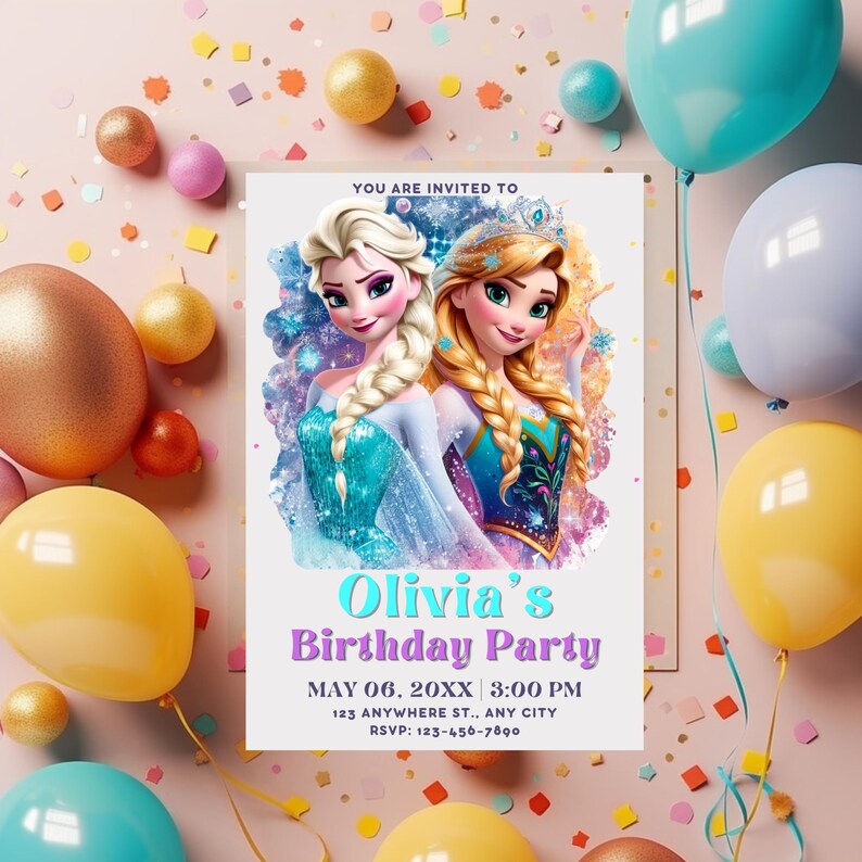 Editable Frozen Birthday Invitation | Elsa & Anna Invite | Magical ...