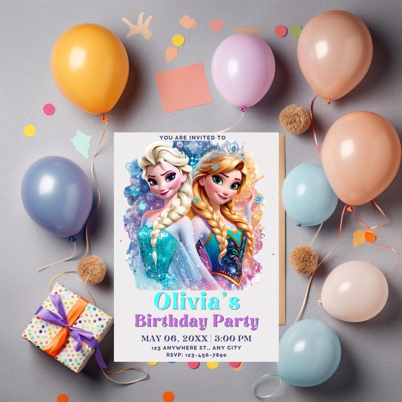 Editable Frozen Birthday Invitation | Elsa & Anna Invite | Magical ...