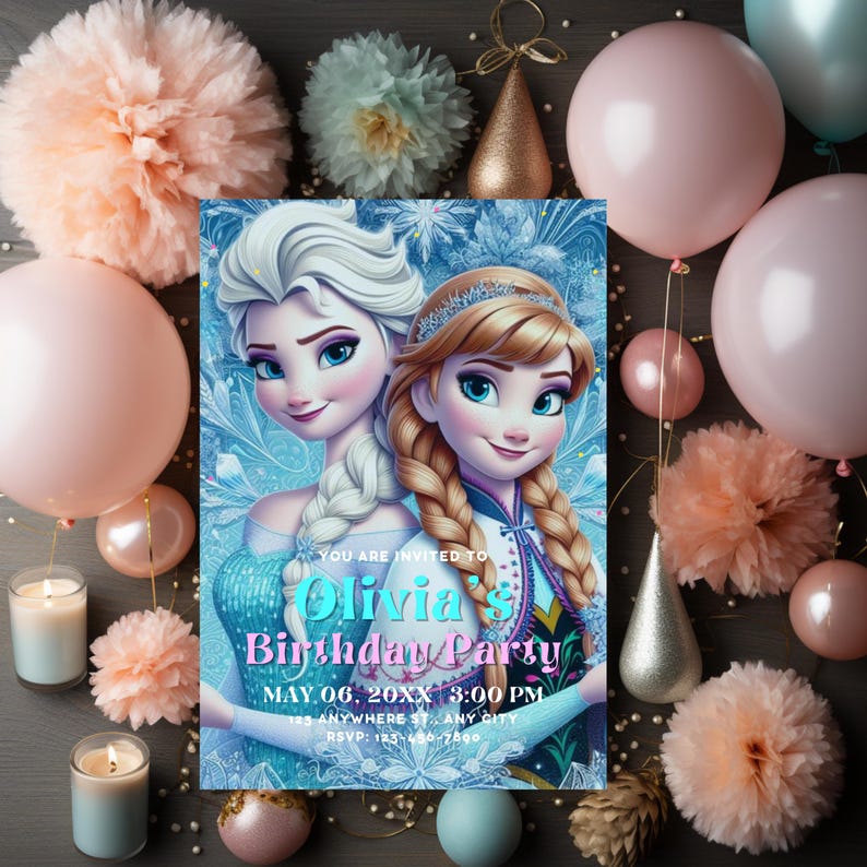 Editable Frozen Birthday Invitation Elsa Frozen Invitation Elsa ...