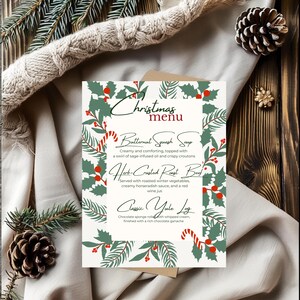 Christmas Menu Card | Holiday Menu Template | Editable Dinner Party ...