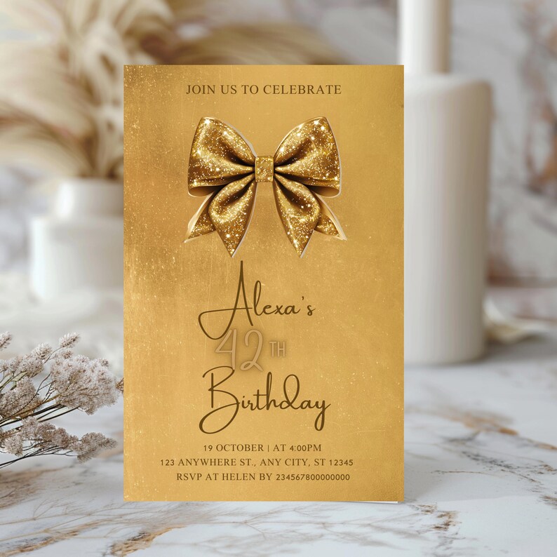 Editable Golden Birthday Invitation | Printable Gold and Black Party ...