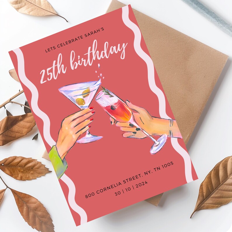 Editable 25th Birthday Invitation | Customizable Invite for Birthday ...