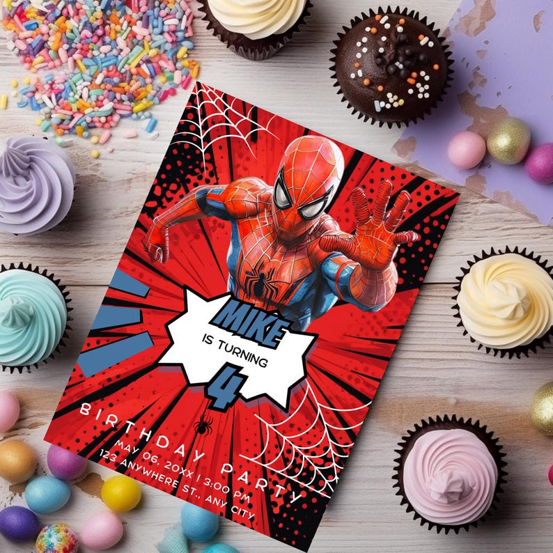Spiderman Birthday Invitation Editable Template Digital Kids Party ...