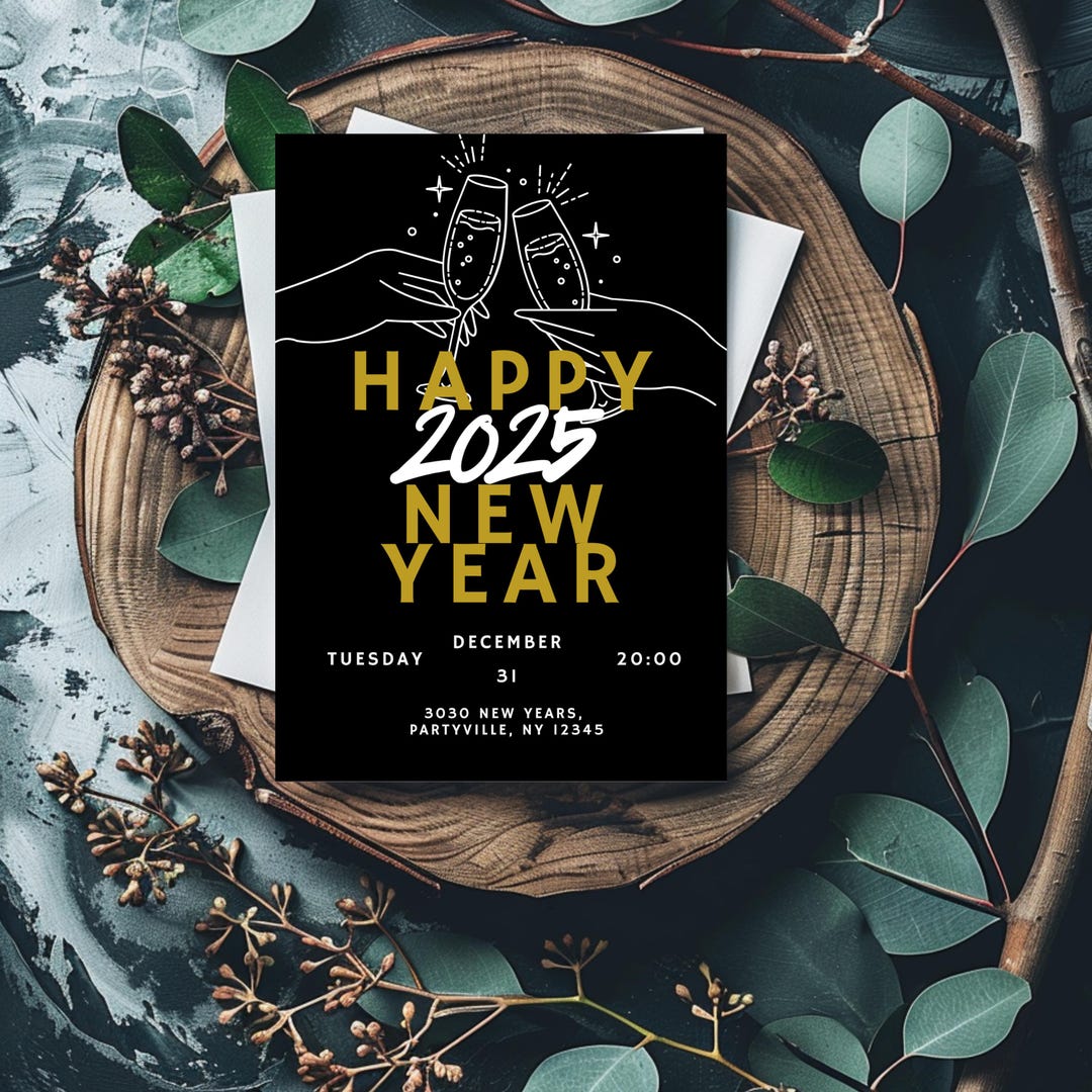 New Year's Eve Invitation Template Editable for 2025 Celebration ...