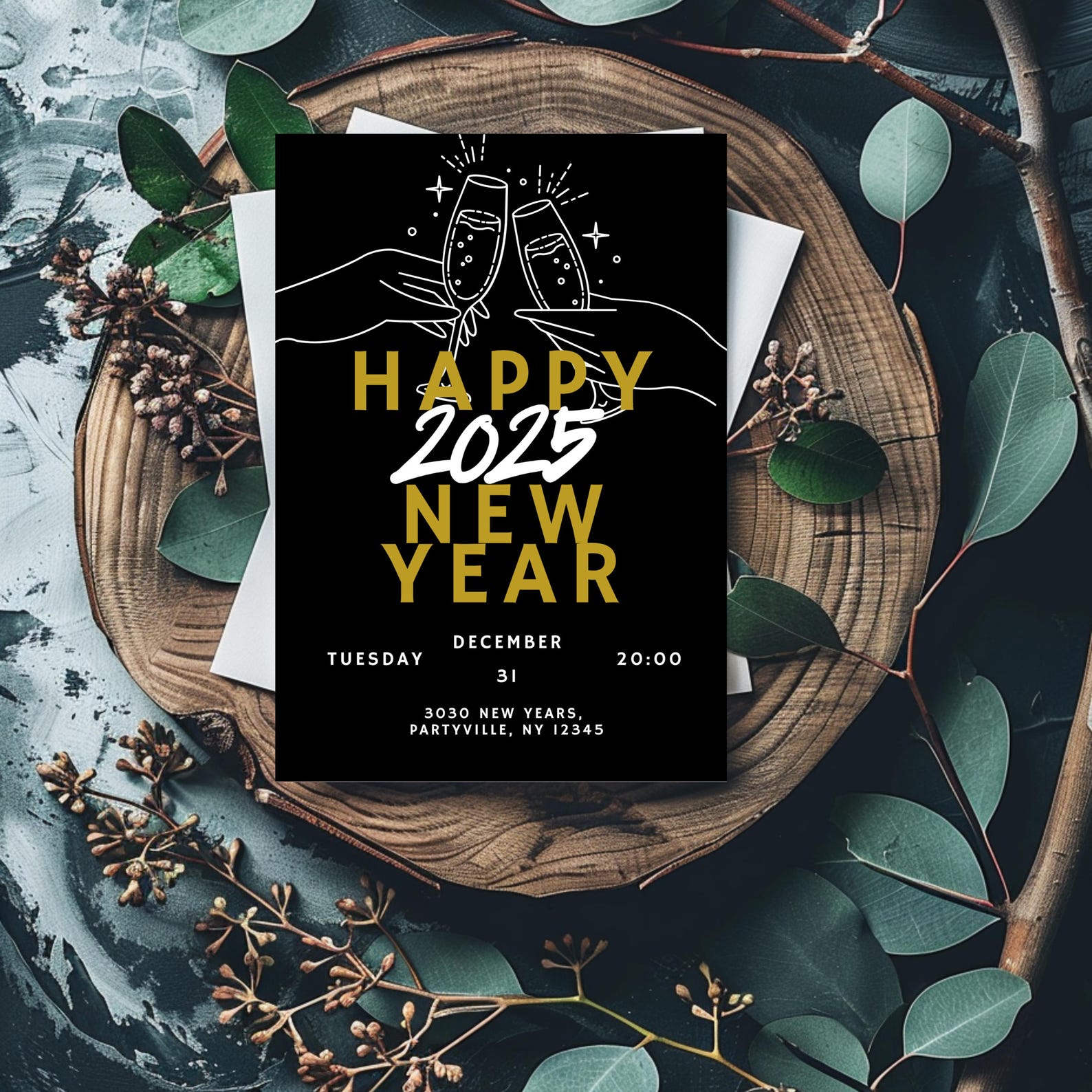 New Year's Eve Invitation Template Editable for 2025 Celebration ...