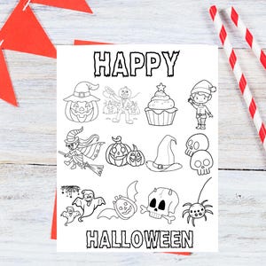 Halloween Greeting Coloring Page for Kids, Kids's for Activity, Mini ...