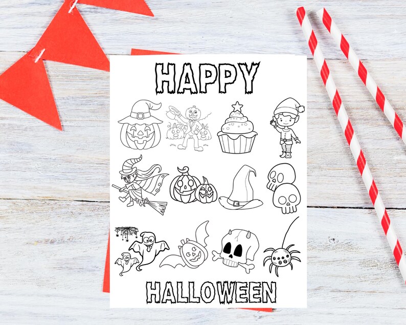 Halloween Greeting Coloring Page for Kids, Kids's for Activity, Mini ...