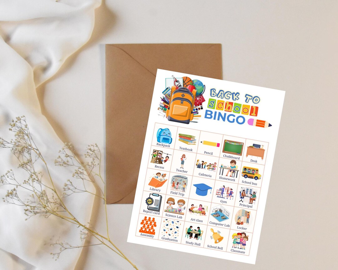 Printable Back to School Bingo Card Game, First Day of School ...