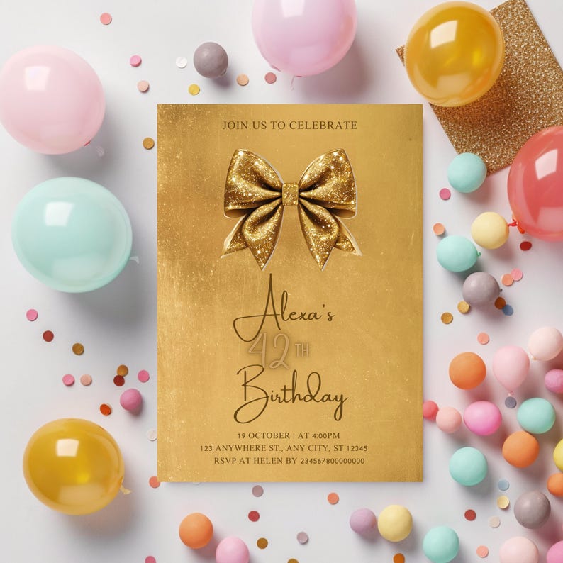 Editable Golden Birthday Invitation | Printable Gold and Black Party ...