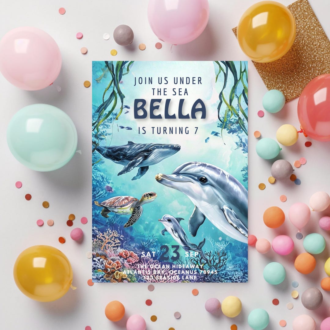 Editable Under the Sea Birthday Invitation | Ocean Animals Party Invite ...