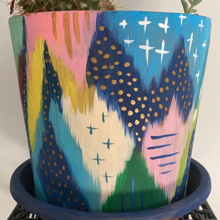 Painted Clay Pots - Etsy