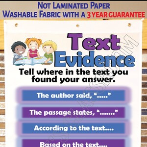 Text Evidence Anchor Chart Printed on FABRIC Anchor Charts Are Durable ...