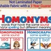 Homonyms- Homophones and Homographs Anchor Chart, Printed on FABRIC ...