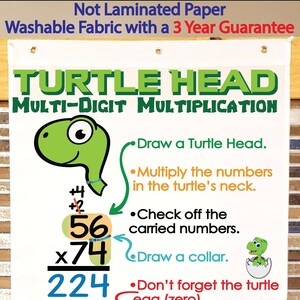 Turtle-head Multi-digit Multiplication Anchor Chart, Printed on FABRIC ...