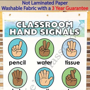 Classroom Hand Signals Anchor Chart, Printed on FABRIC DURABLE Flag ...