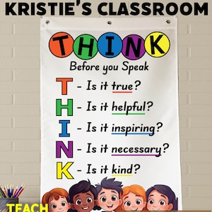 THINK Before You Speak Anchor Chart, Printed on FABRIC! Foldable, 3year ...