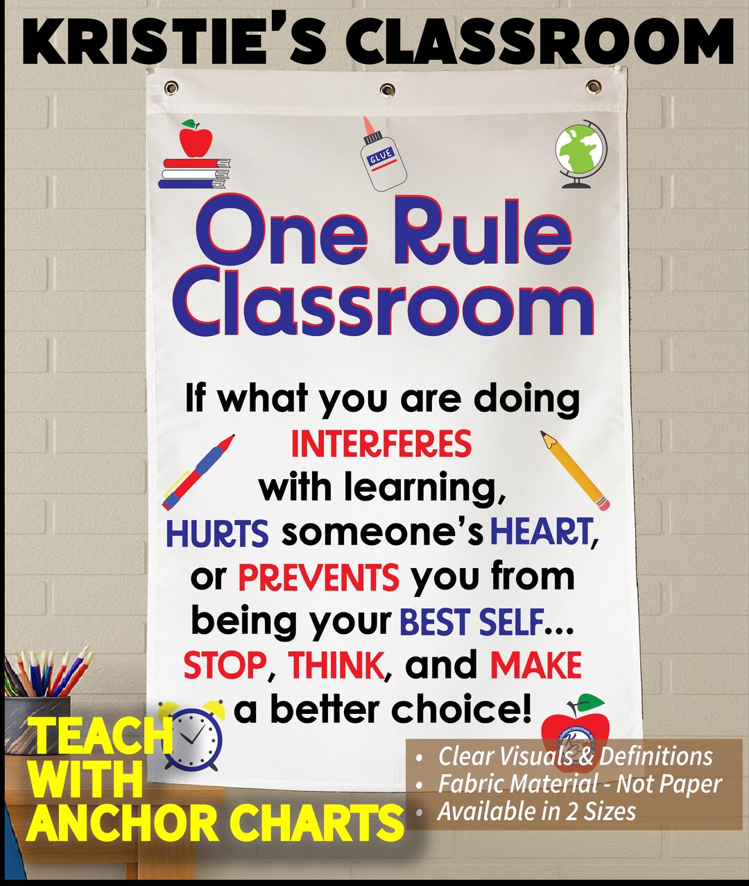 Classroom Rule Poster: STOP THINK MAKE Choice - Fabric Banner - Etsy