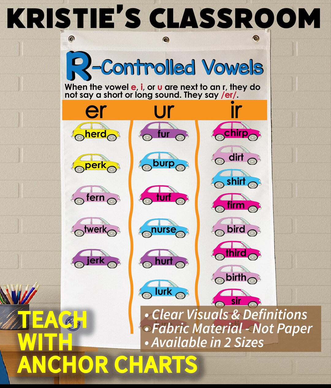 R-controlled Vowel Anchor Chart: Fabric Classroom Decor - Etsy