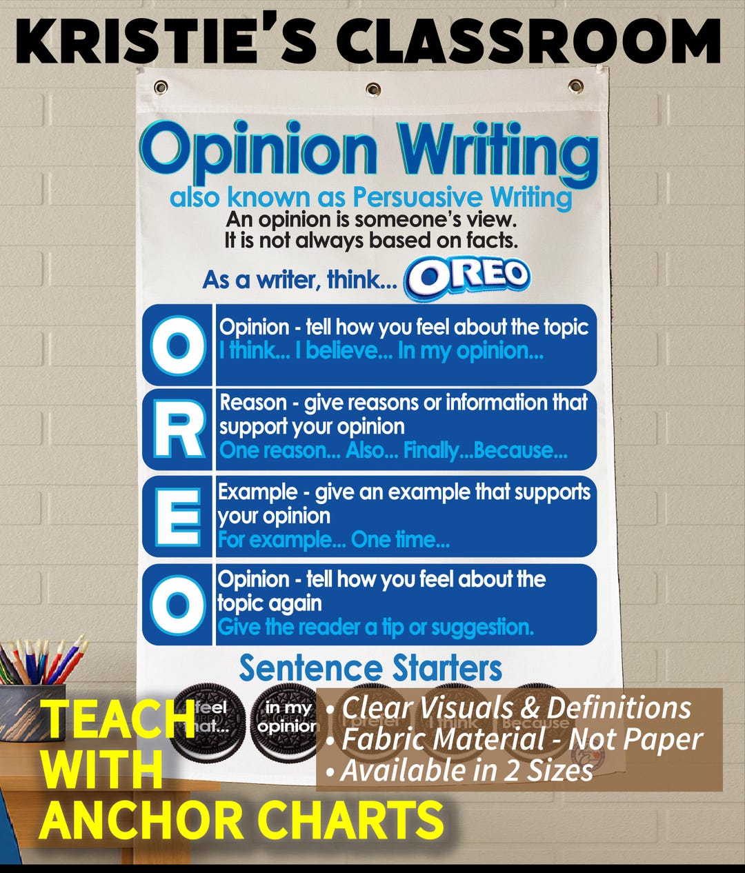 Opinion Writing Anchor Chart: Durable Fabric Classroom Decor - Etsy
