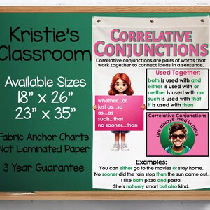 Correlative Conjunctions Anchor Chart - Printed on FABRIC! Durable Flag ...