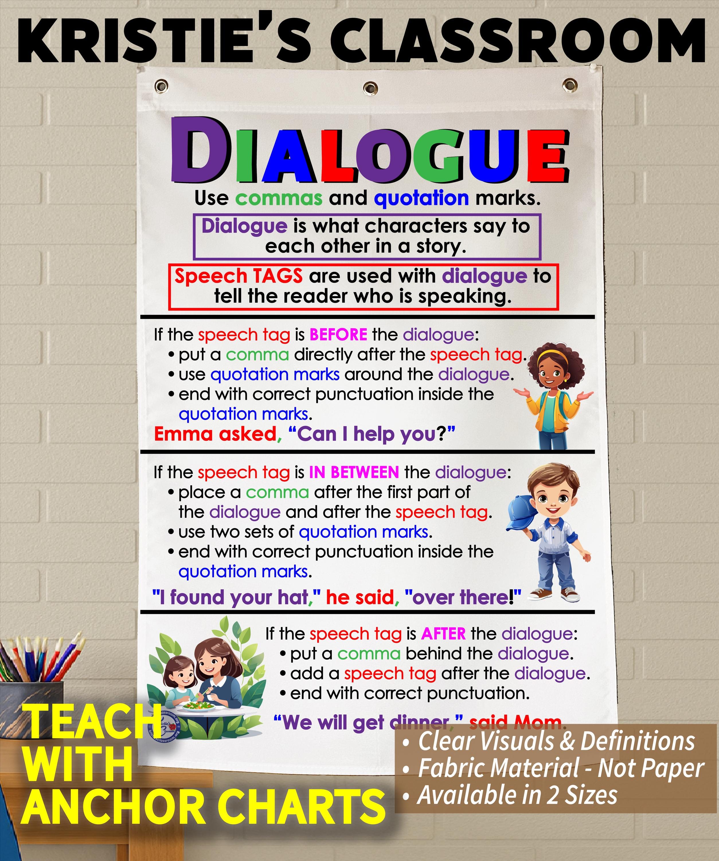Dialogue Anchor Chart: Fabric Classroom Poster With Grommets - Etsy