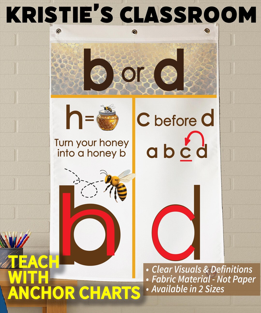 B or D Anchor Chart, Fabric Classroom Decor - Etsy