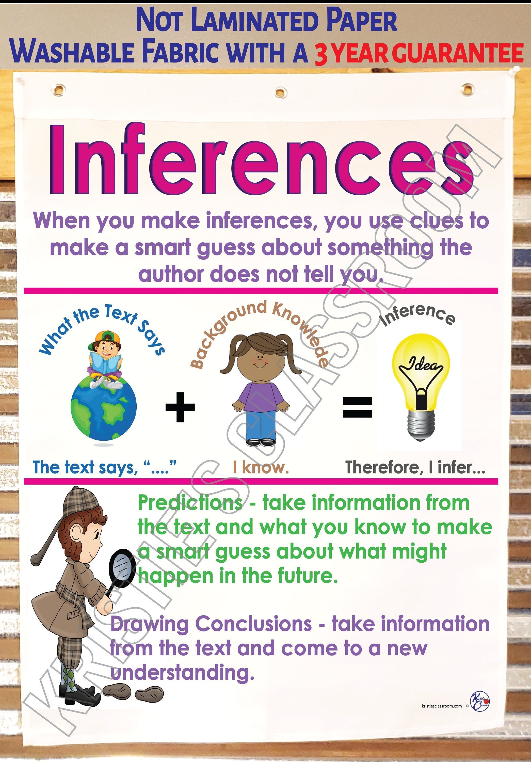 Inferencing Anchor Chart, Printed on FABRIC Anchor Charts Are Durable ... Inferencing Anchor Chart, Printed on FABRIC Anchor Charts Are Durable ...