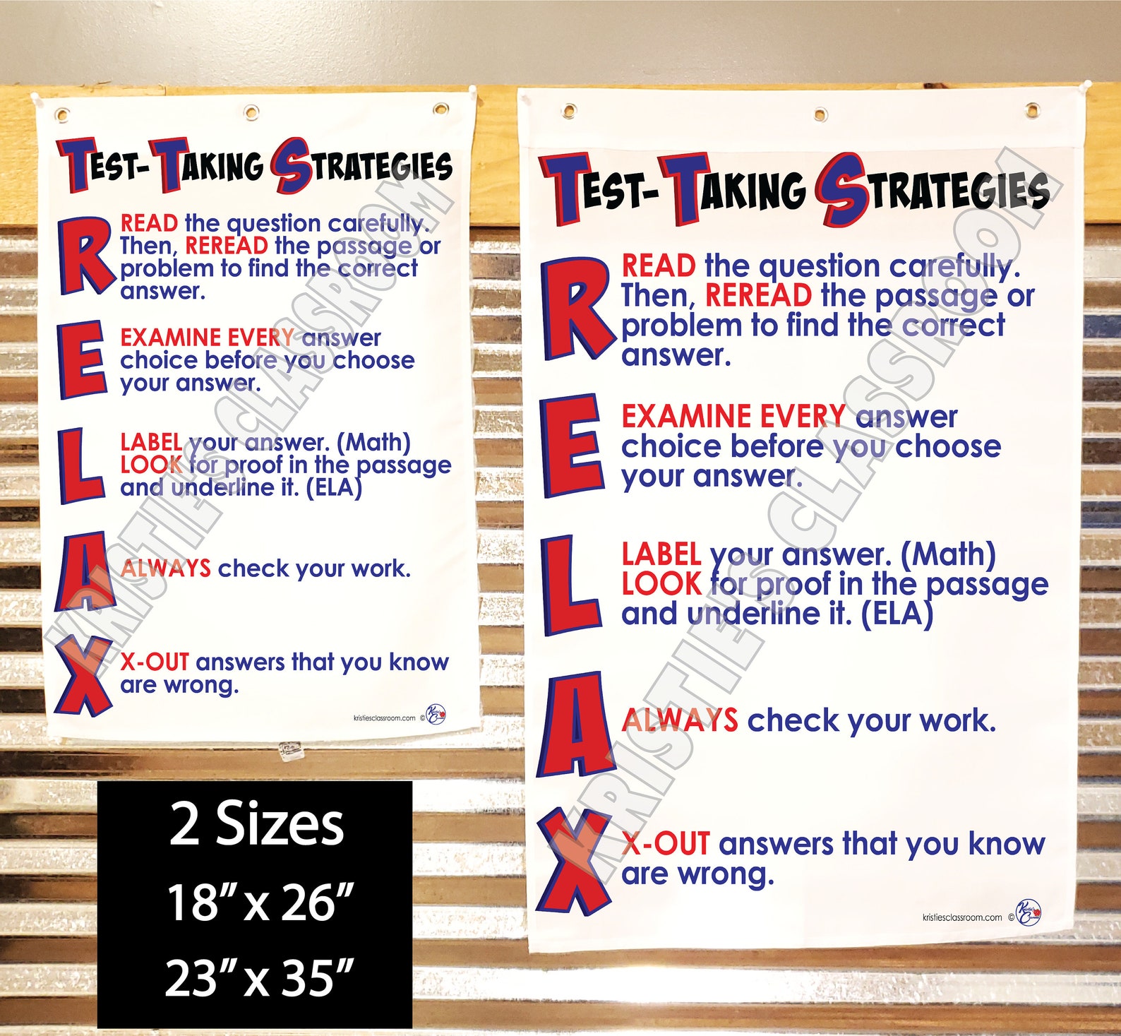 Test Taking Strategies Anchor Chart, Printed on FABRIC Durable Flag ...