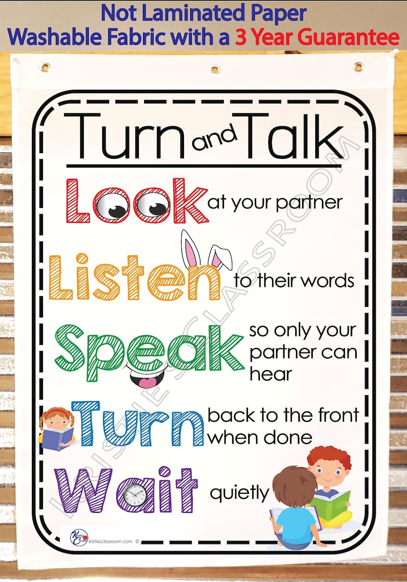 Turn and Talk, Printed on FABRIC Anchor Charts Are Durable Flag ...