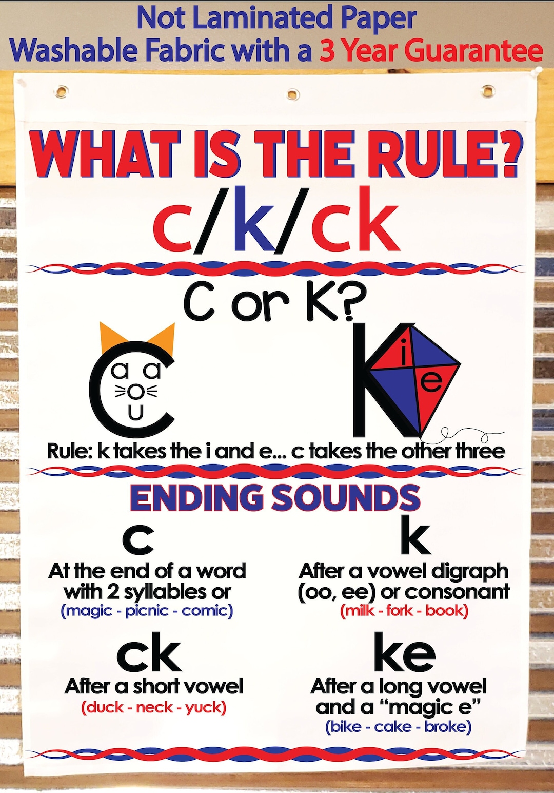 C or K Rule Anchor Chart, Printed on FABRIC Durable Flag Material With ...