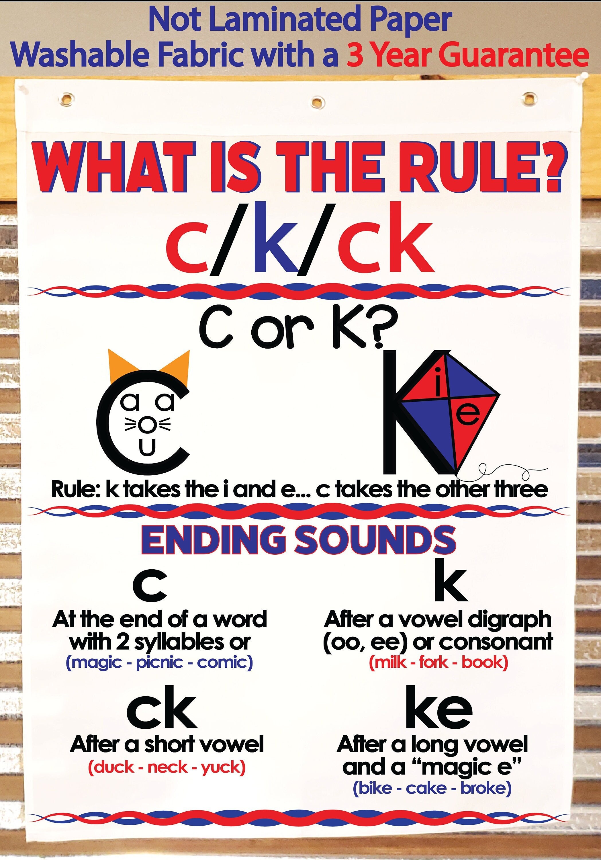 C or K Rule Anchor Chart, Printed on FABRIC Durable Flag Material With ...