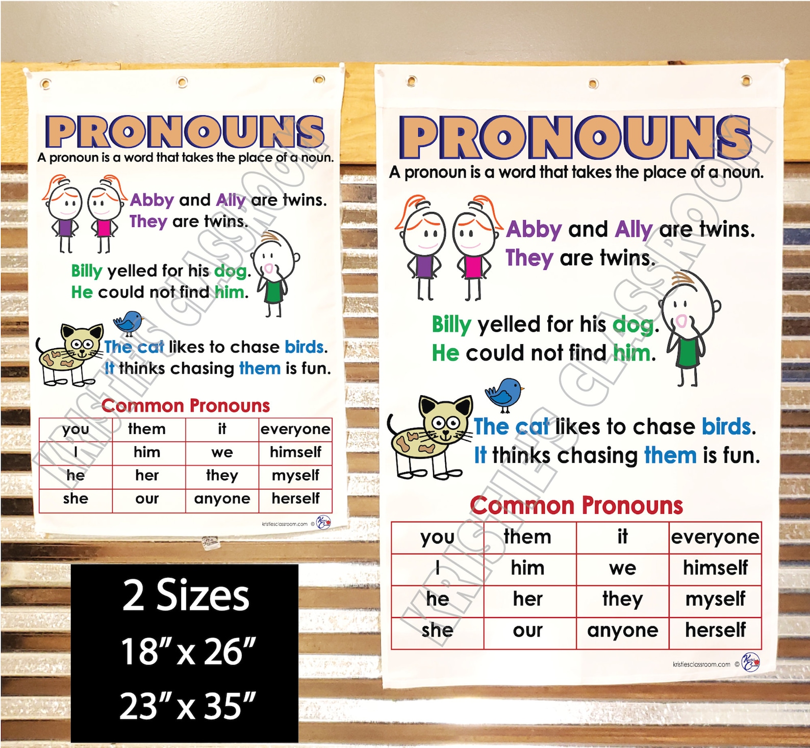 Pronouns Anchor Chart, Printed on FABRIC Anchor Charts Are Durable Flag ...