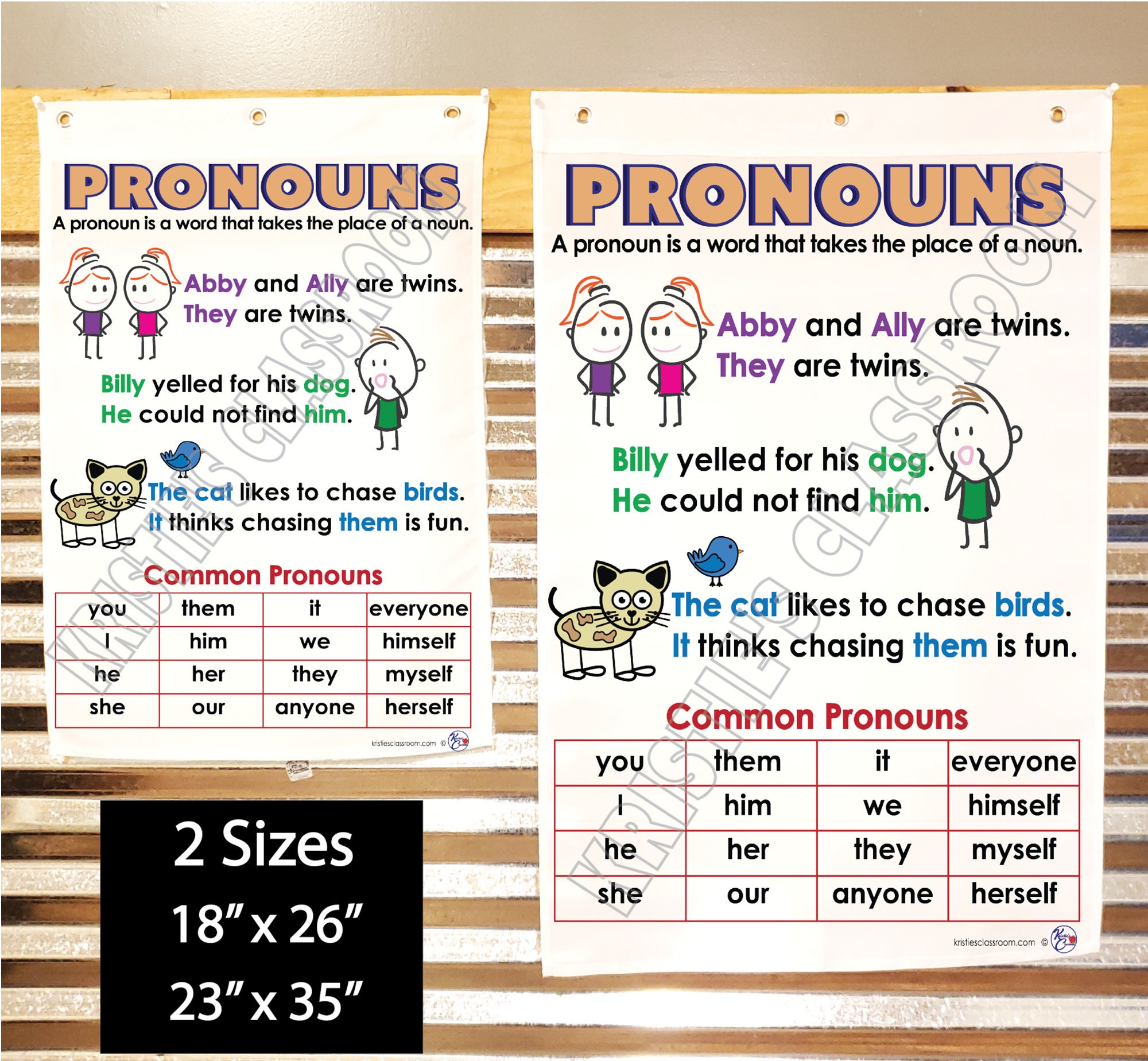Pronouns Anchor Chart, Printed on FABRIC Anchor Charts Are Durable Flag ...