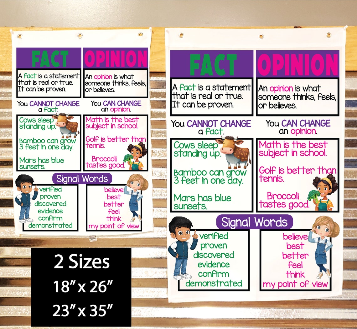 Fact and Opinion Anchor Chart, Printed on FABRIC Anchor Charts Are ...