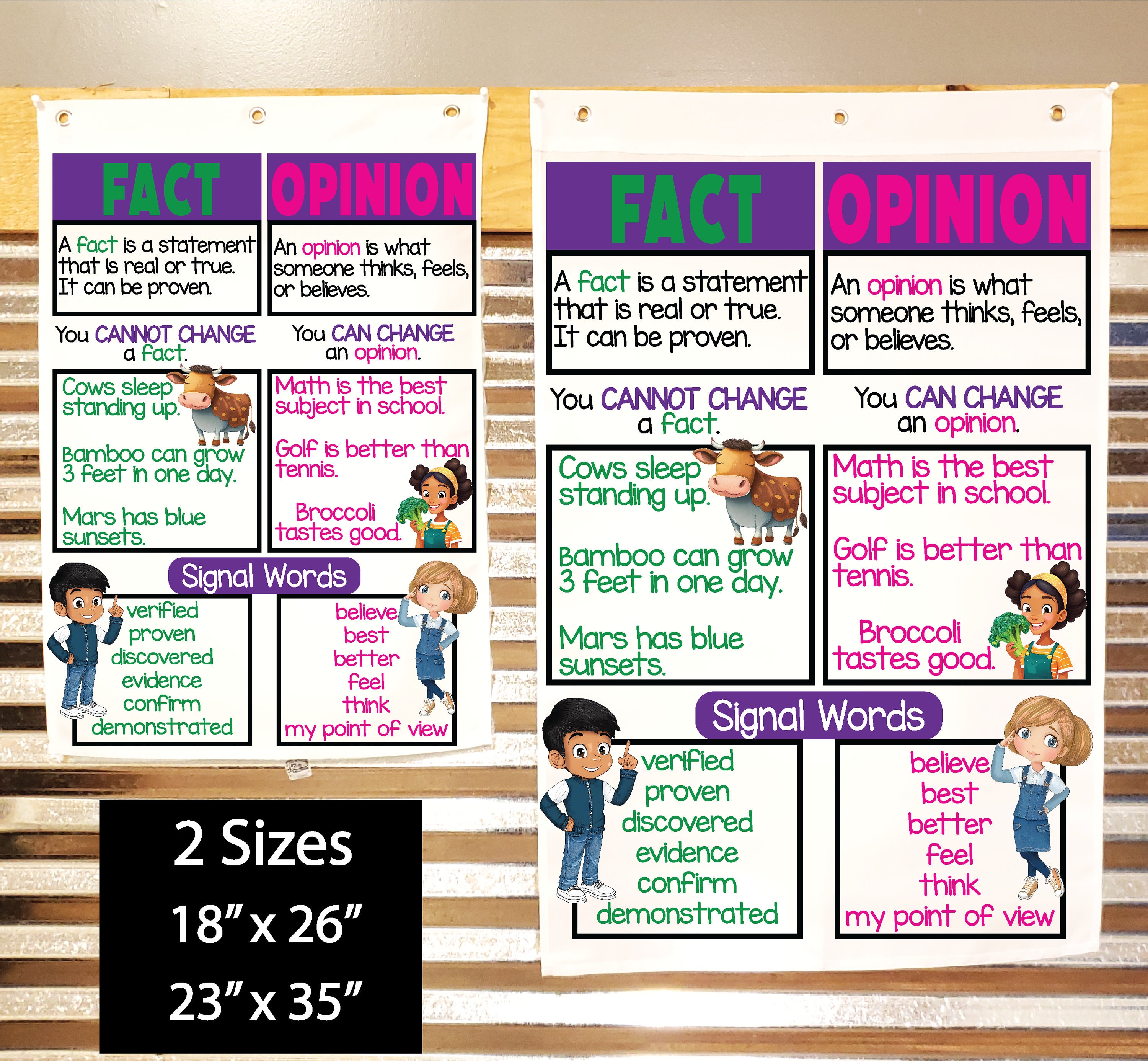 Fact and Opinion Anchor Chart, Printed on FABRIC Anchor Charts Are ...