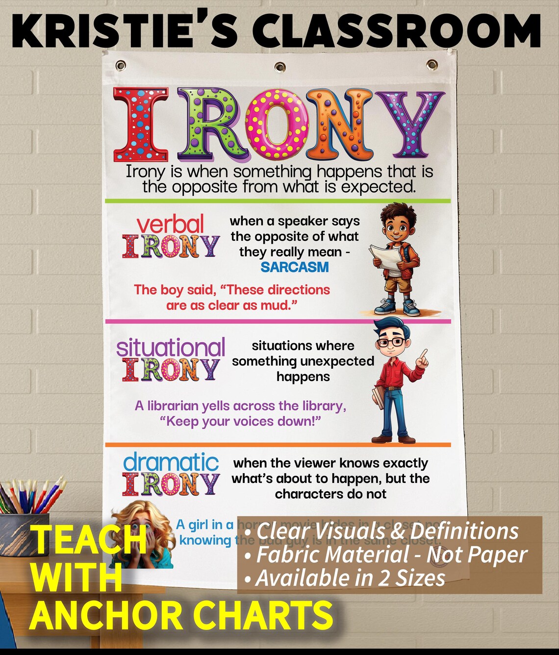Irony Anchor Chart: Durable Fabric Classroom Decor - Etsy