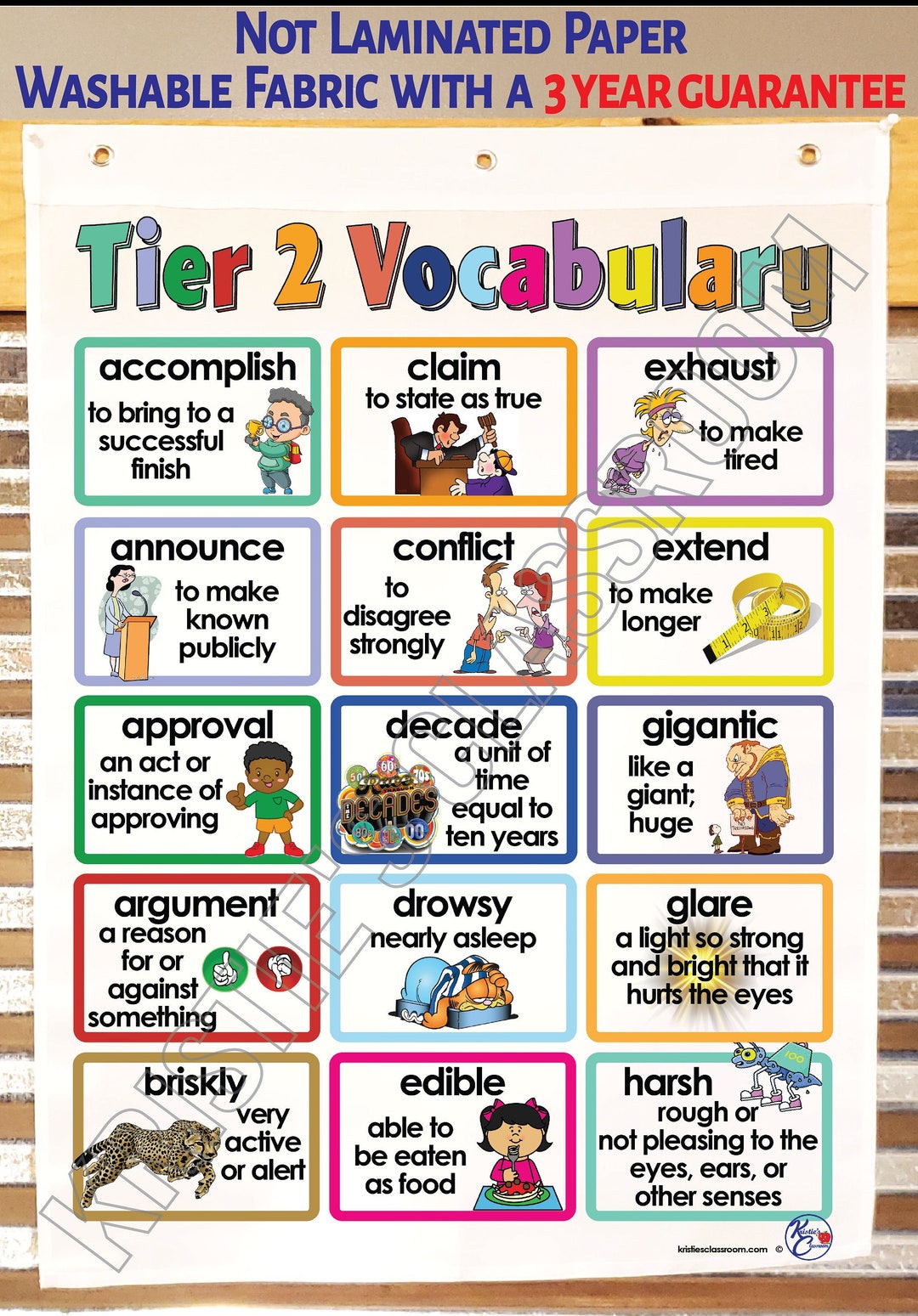 Tier 2 Vocabulary (A-H), Printed on FABRIC! Anchor Charts Are Durable ...