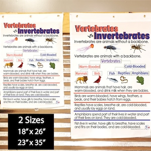 Vertebrates & Invertebrates Anchor Chart - Printed on FABRIC - Durable ...