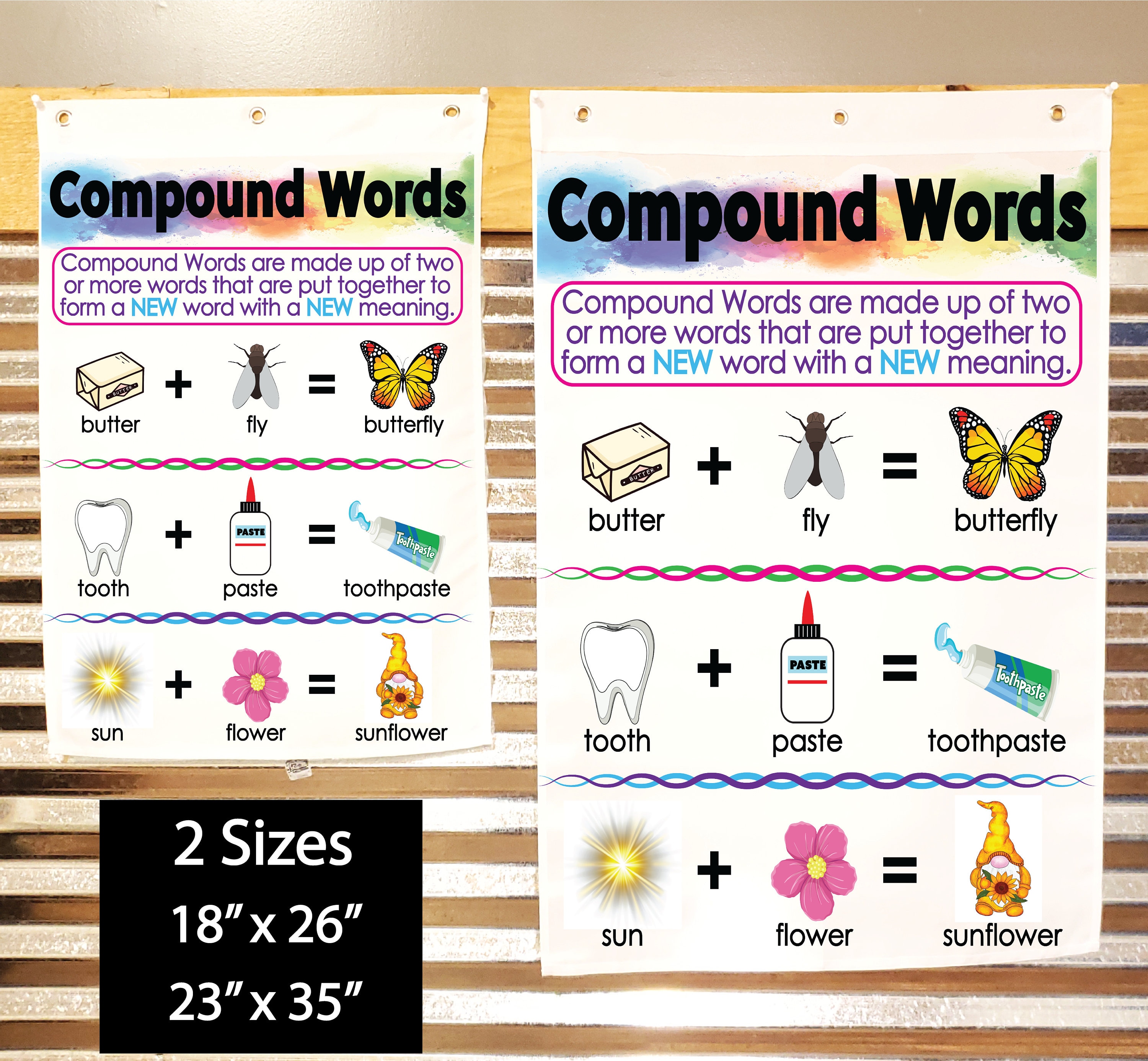 Compound Words Anchor Chart, Printed on FABRIC Durable Flag Material ...