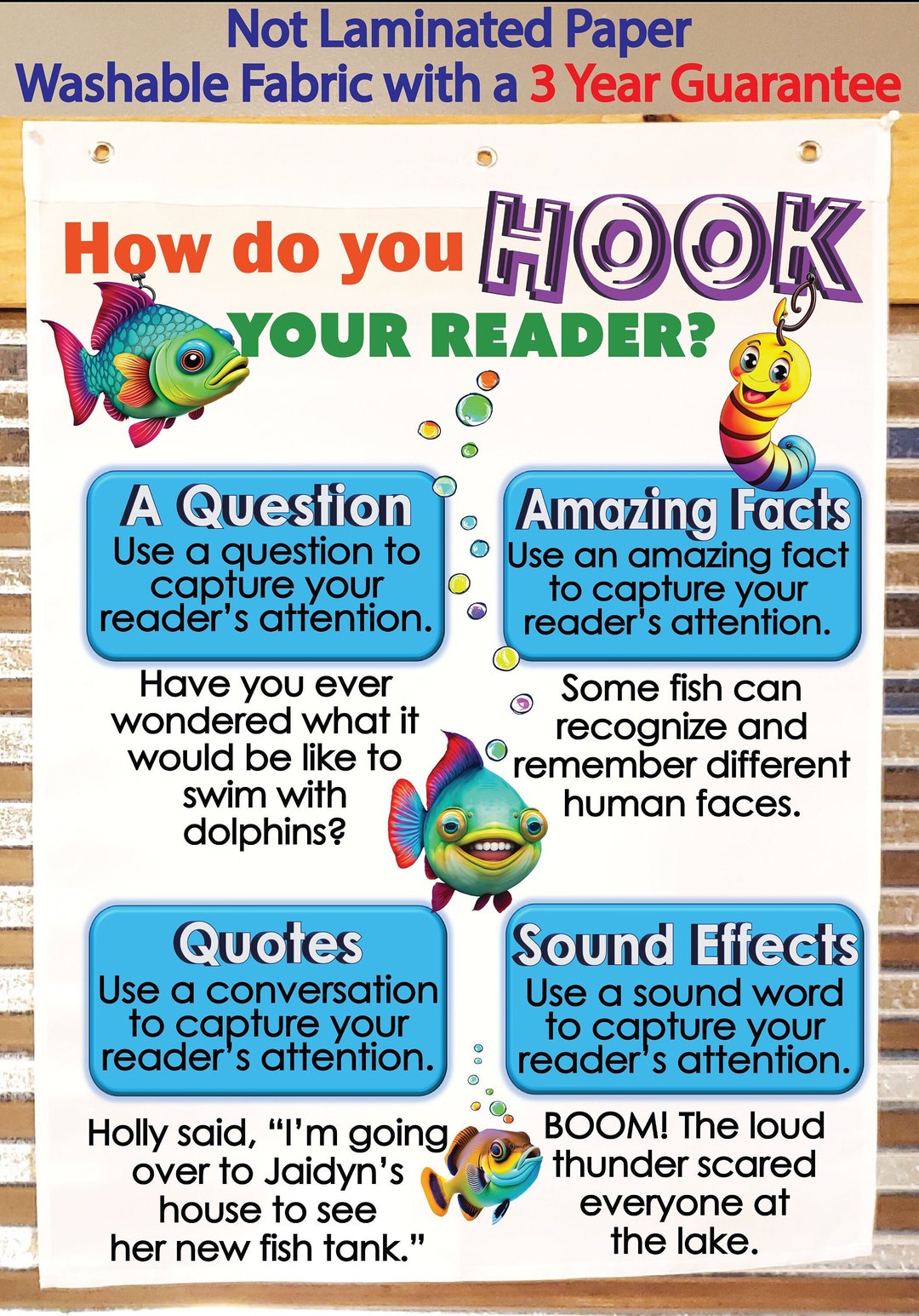 Hook Your Reader Anchor Chart, Printed on FABRIC! Durable Flag Material With Grommets. FOLDABLE ...