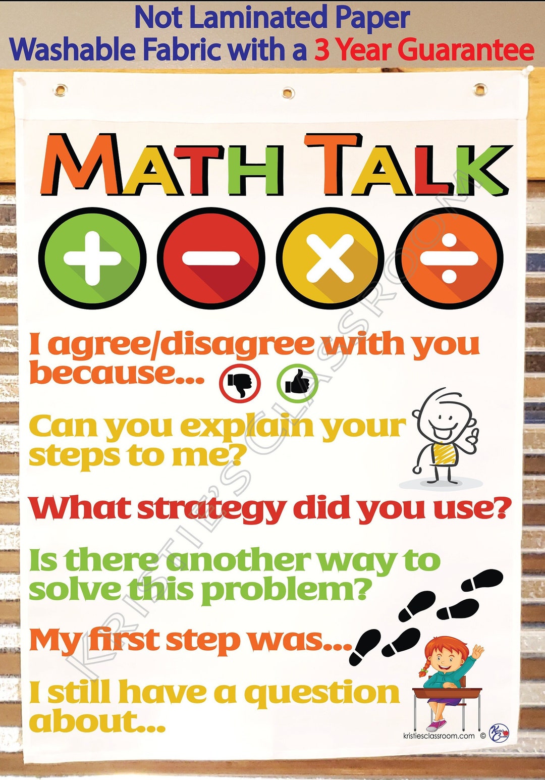 Math Talk Strategies Anchor Chart, Printed on Fabric Durable Flag ...