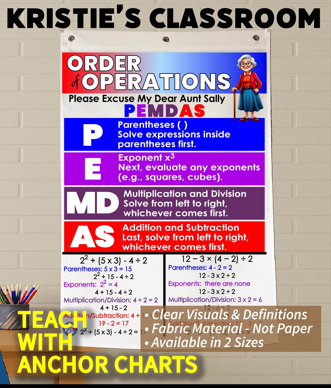 PEMDAS Order of Operations Fabric Anchor Chart: Math Classroom Decor - Etsy