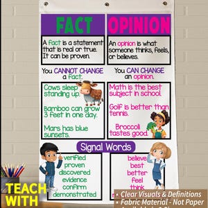 Fact and Opinion Anchor Chart, Printed on FABRIC! Anchor Charts Are ...