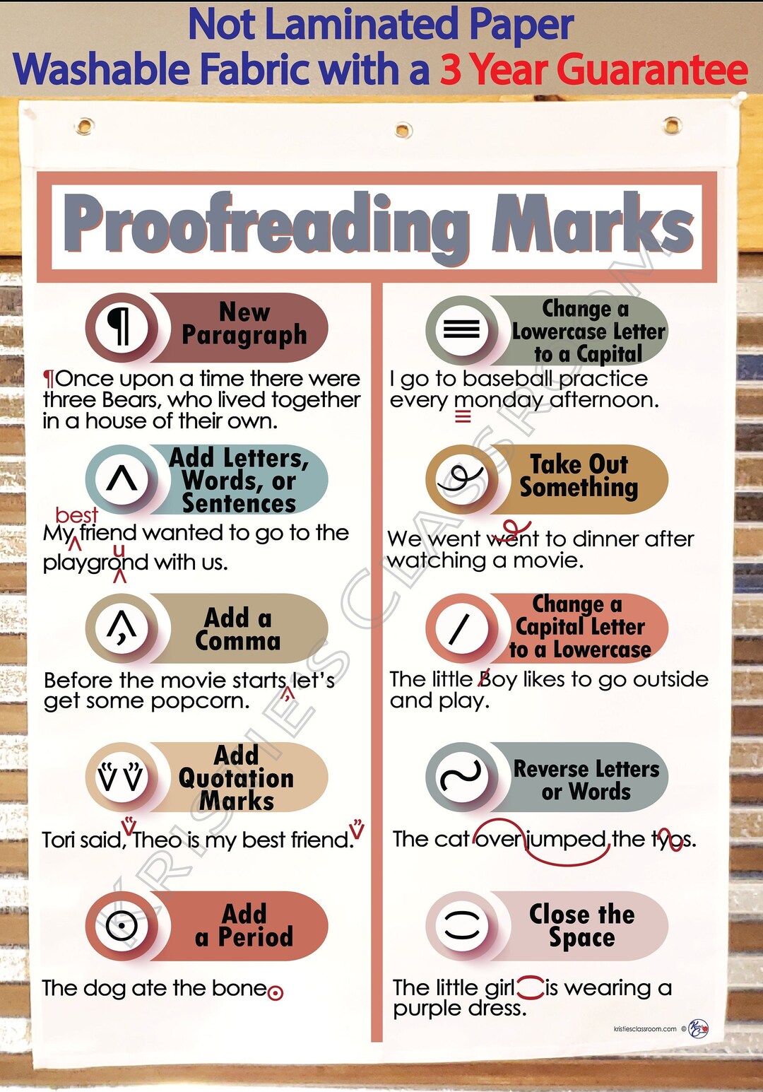 Proofreading Marks, Printed on FABRIC! Durable Flag Material With ...
