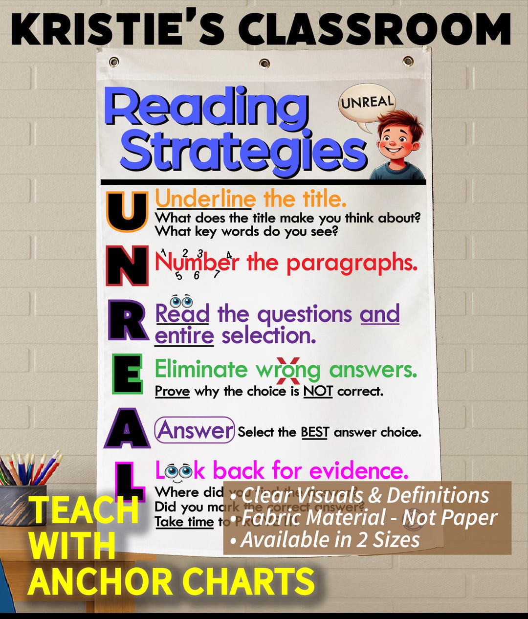 Reading Strategies Anchor Chart: Durable Fabric Classroom Decor - Etsy